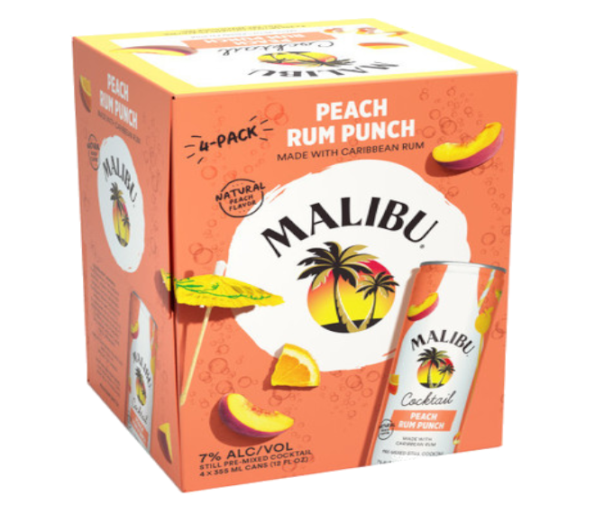 Malibu Cocktail Peach Rum Punch 12oz 4-Pack Can – Primo Weston